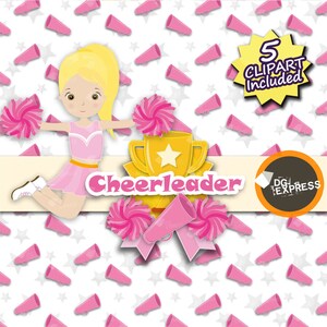 SALE Cheerleader Digital Paper + Clipart : "cheerleader Paper ...