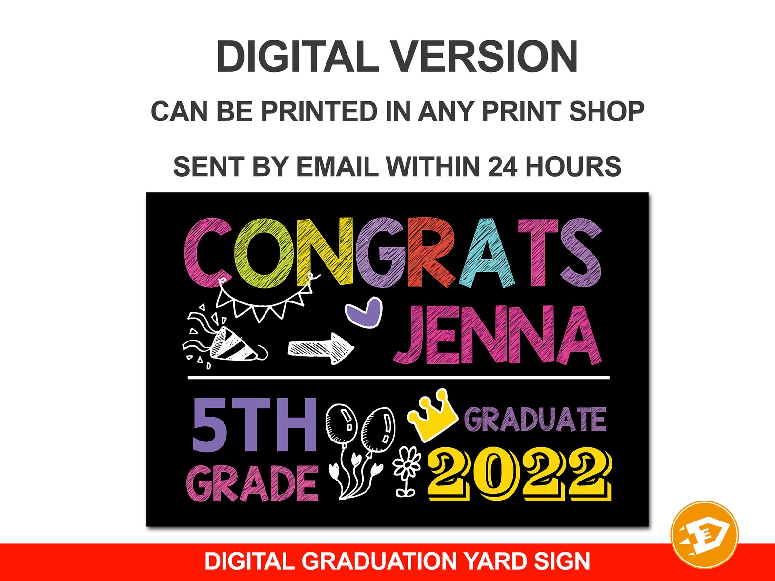 5th Grade Graduation Lawn Sign for Girl Class of 2022 Yard - Etsy