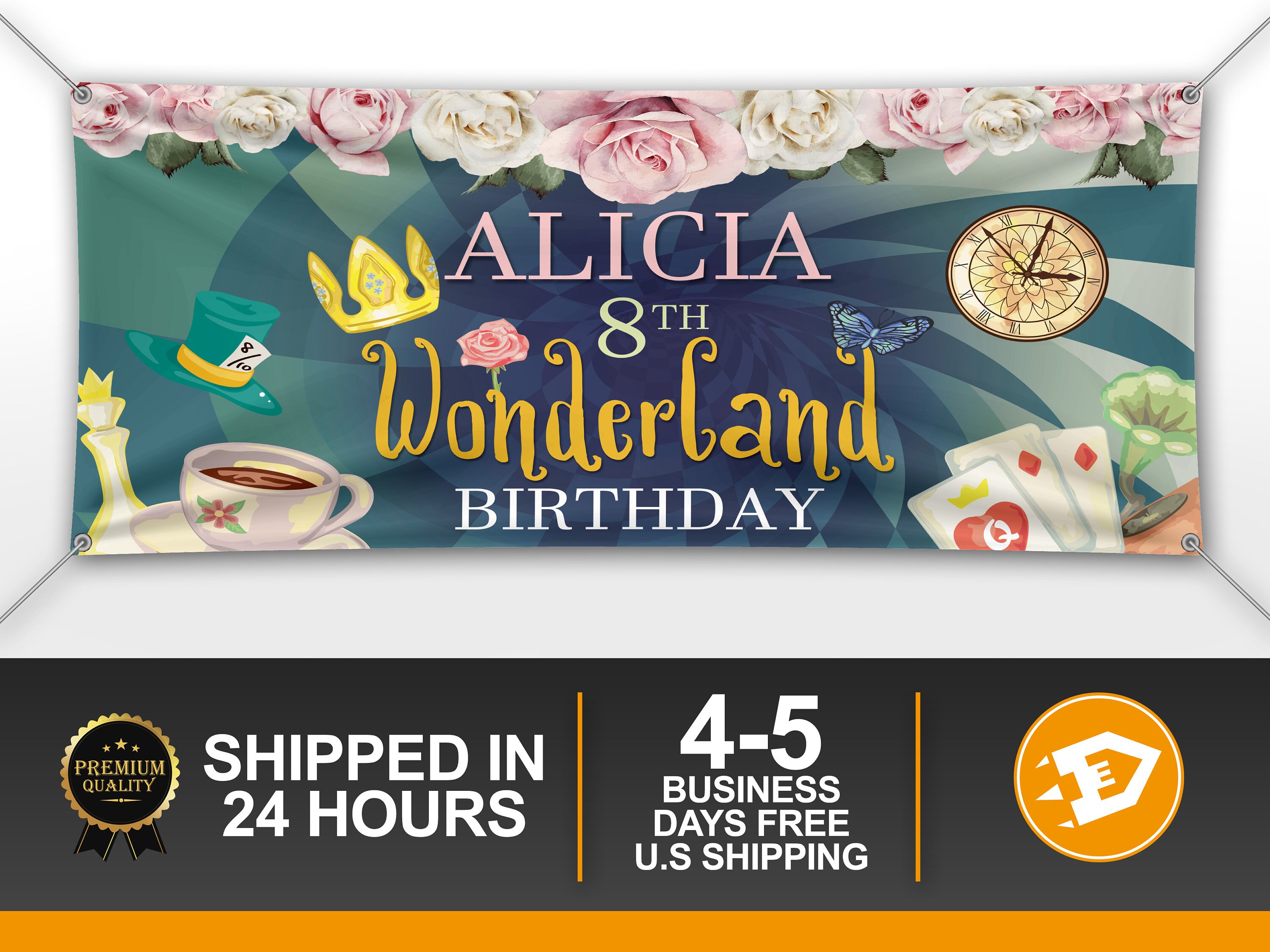 Alice In Wonderland Birthday Banner Alice in Wonderland | Etsy
