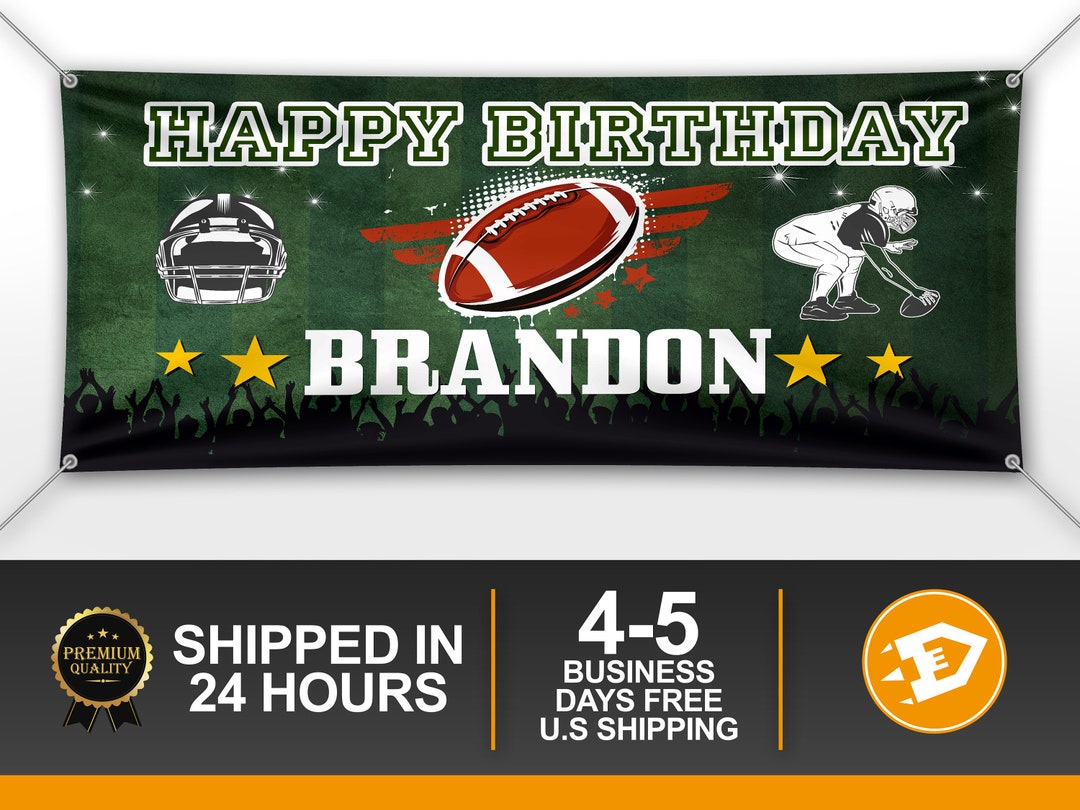 Football Birthday Banner, Happy Birthday Sports Banner, 5th 10th 12th ...