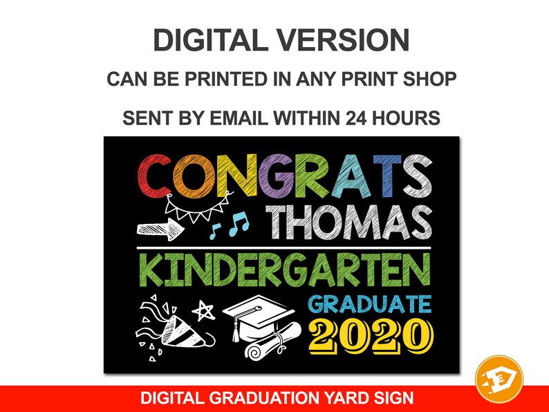 Kindergarten Graduation Yard Sign Boy Class of 2020 | Etsy