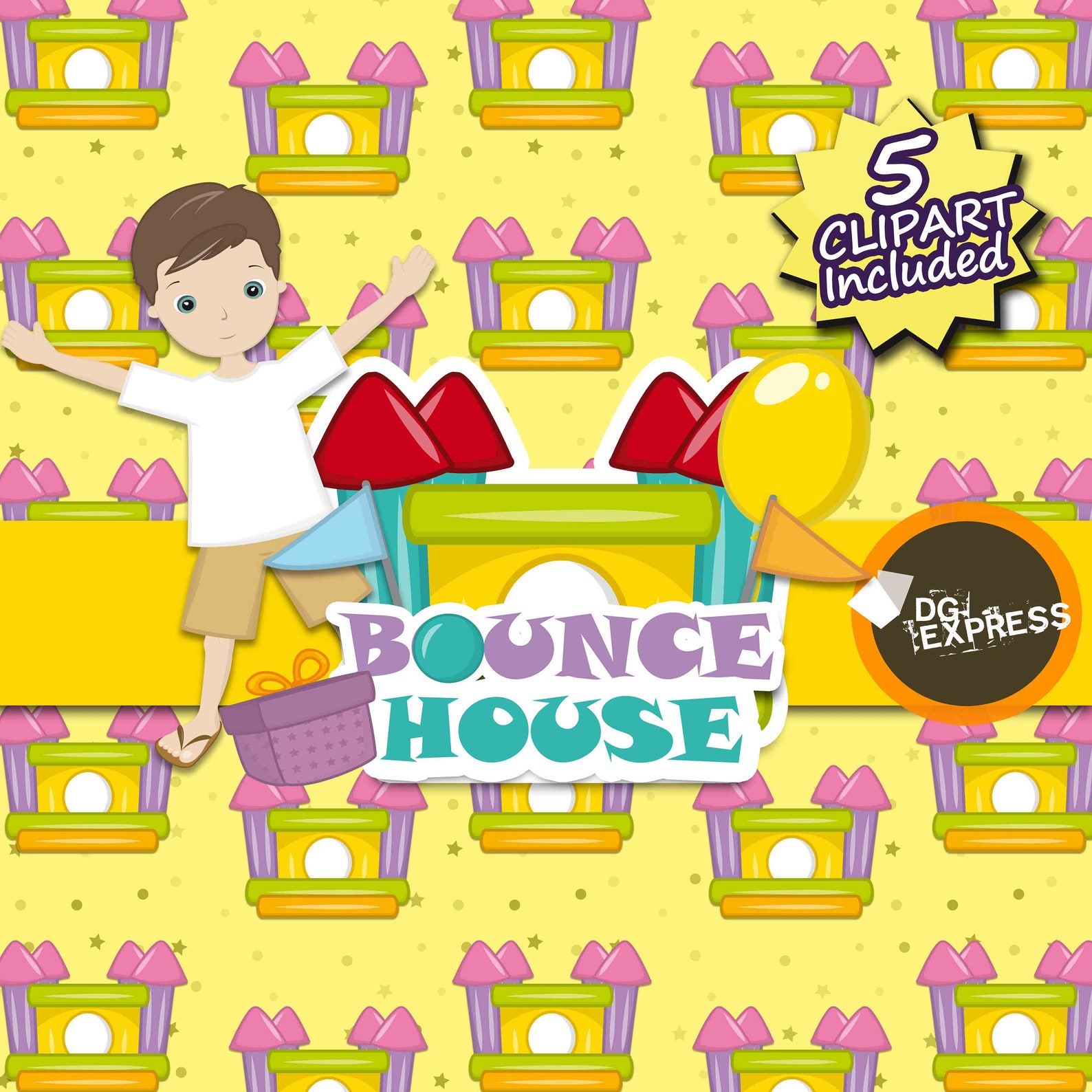 Bounce House Digital Paper Clipart : bounce House - Etsy