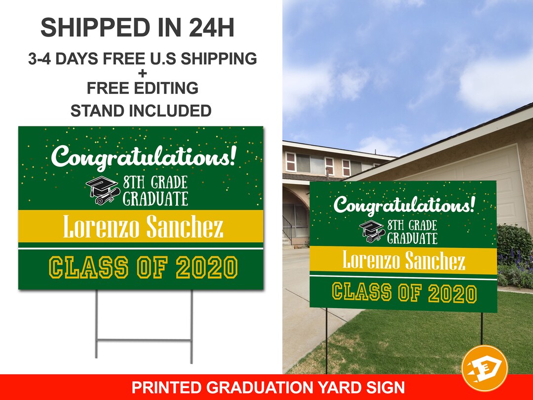 8th Grade Graduation Lawn Sign Class of 2020 Yard Sign With Photo ...