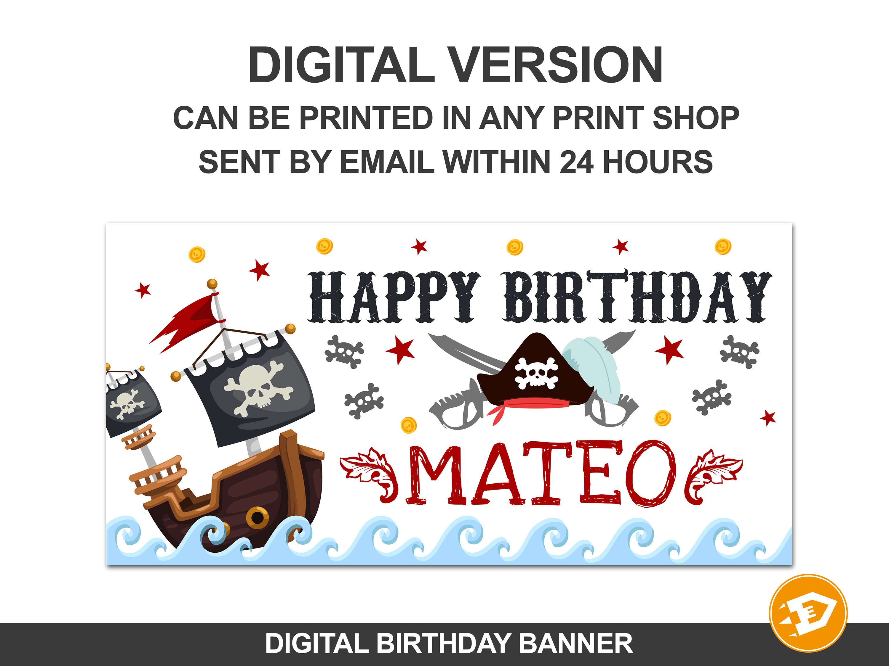 Pirate Birthday Banner Happy Birthday Boy Party Banner | Etsy