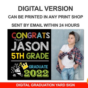 5th Grade Graduate Yard Sign Class of 2022 With Photo Lawn - Etsy