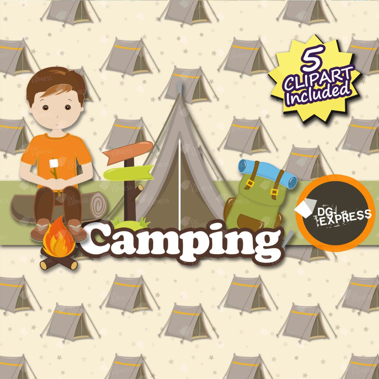 Camping Digital Paper Clipart : camping Digital - Etsy Canada