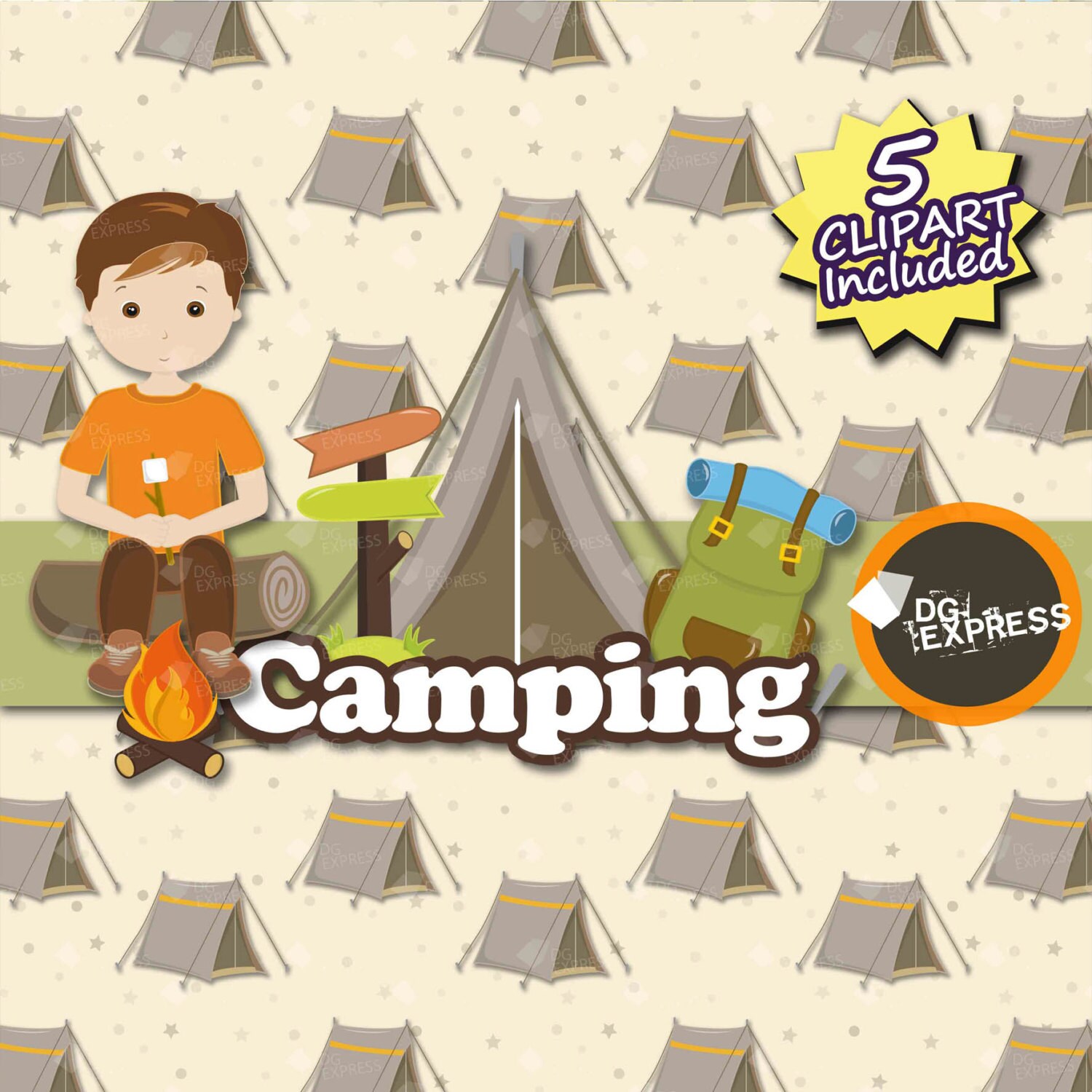 Camping Digital Paper Clipart : camping Digital - Etsy