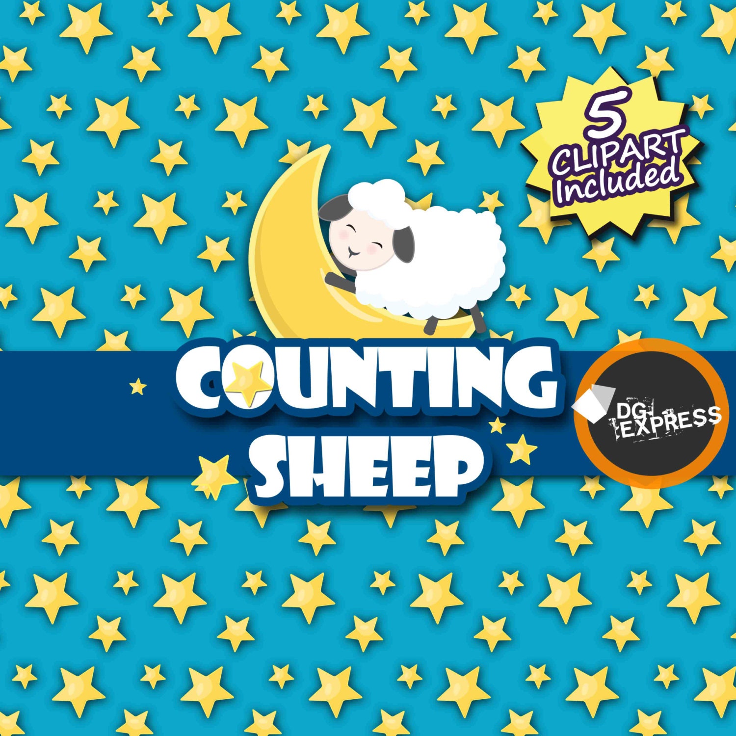 Counting Sheep Clipart Digital Paper : sheep Digital | Etsy Australia