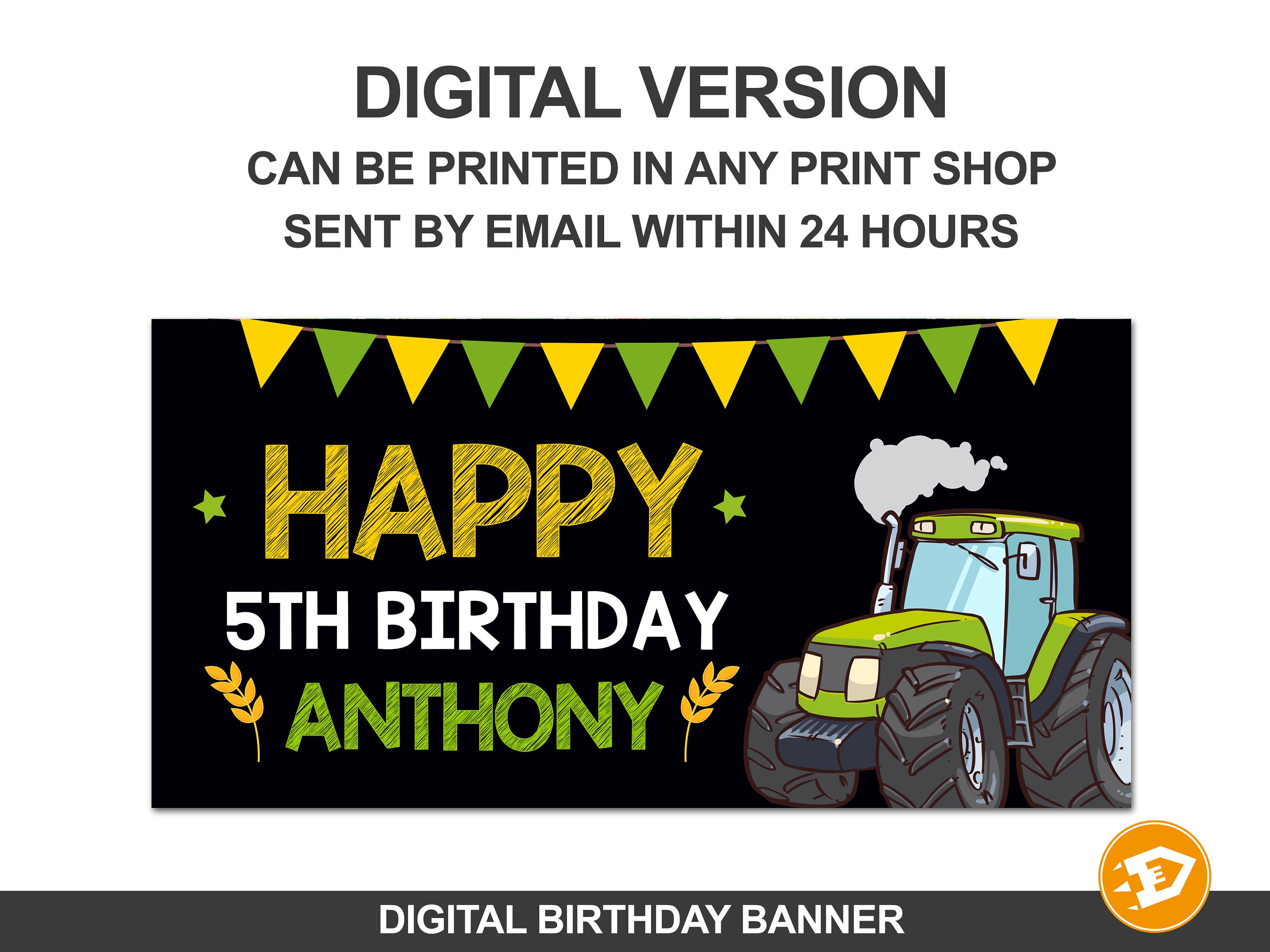 Tractor Birthday Banner Happy Birthday Boy Party Banner Farm - Etsy