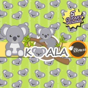 Koala Digital Paper + Clipart : "koala Digital Paper" - Animal Clipart ...