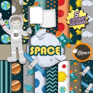 Space Digital Paper : "astronaut Digital Paper"- Space Clipart ...