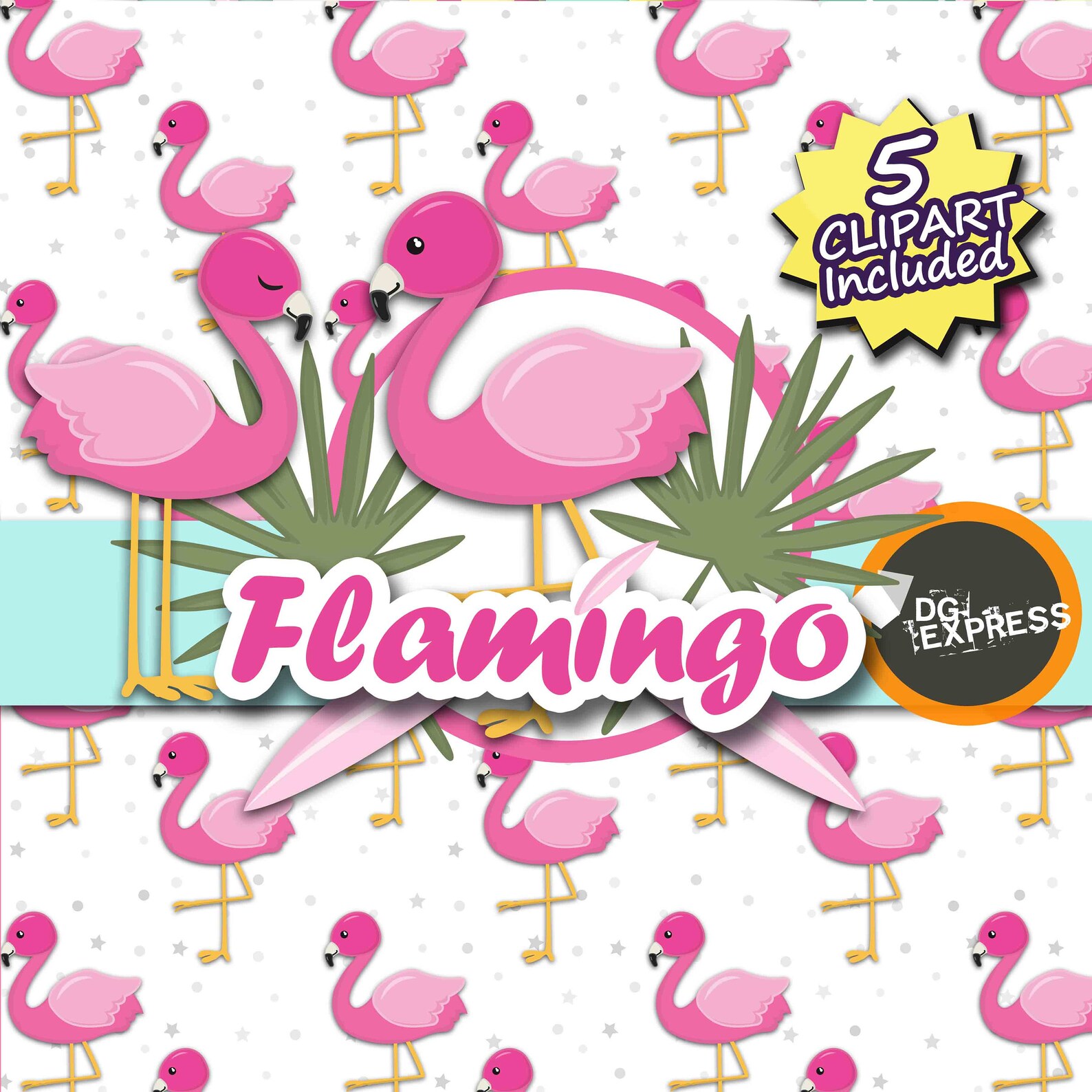 Flamingo Clipart Digital Paper : flamingo Digital - Etsy