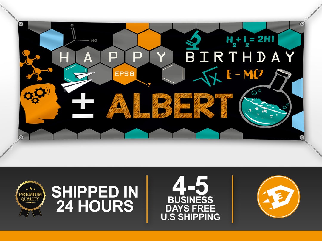 Science Birthday Banner, Happy Birthday Chemistry Backdrop, 10th ...