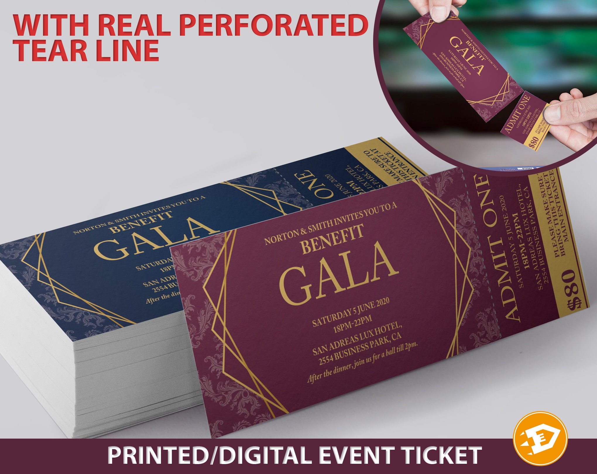 Gala Benefit Dinner Ticket Invitation Event Ticket Template | Etsy