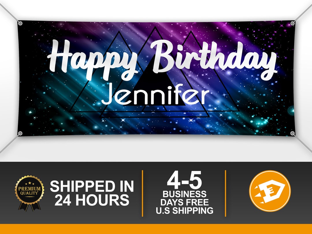 Galaxy Birthday Banner, Happy Birthday Purple Banner, 25th 30th 20th ...