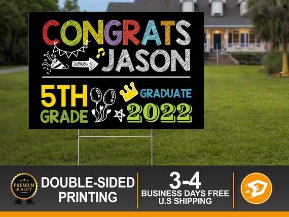5th Grade Graduate Lawn Sign Class of 2022 Yard Sign including Stakes ...
