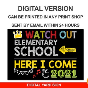 Watch Out Elementary School Yard Sign | First Day of School | Back to ...