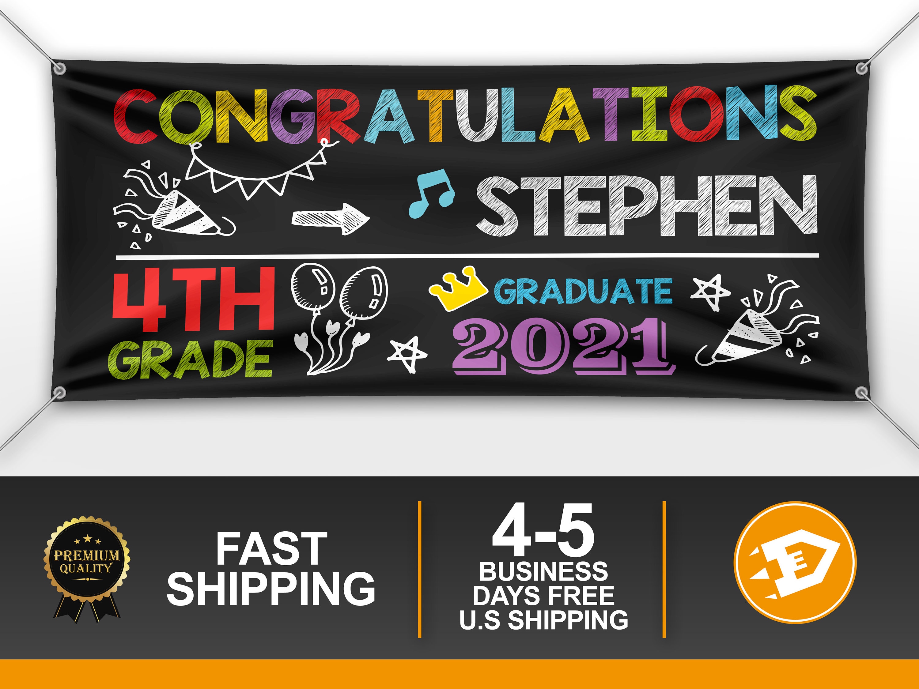 4th Grade Graduation Banner 4th Grade graduation Party | Etsy