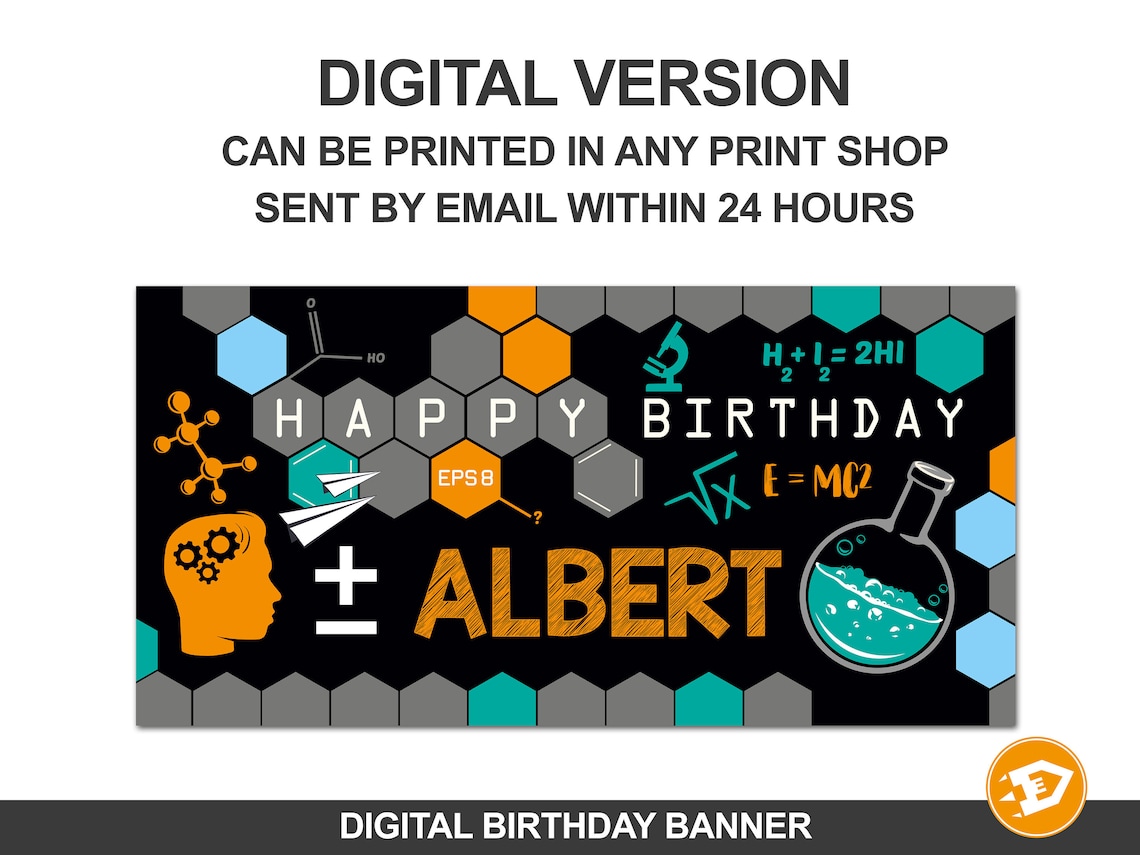 Science Birthday Banner Happy Birthday Chemistry Backdrop | Etsy