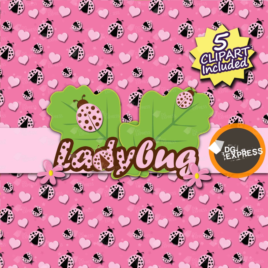 Ladybug Pink Digital Paper Clipart : ladybug Pink - Etsy