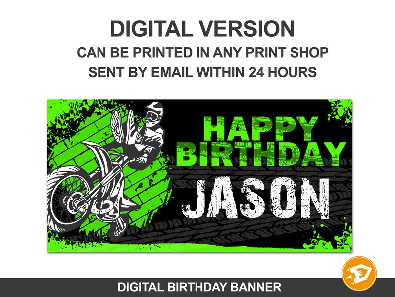Dirt Bike Birthday Banner Happy Birthday Motocross Banner - Etsy