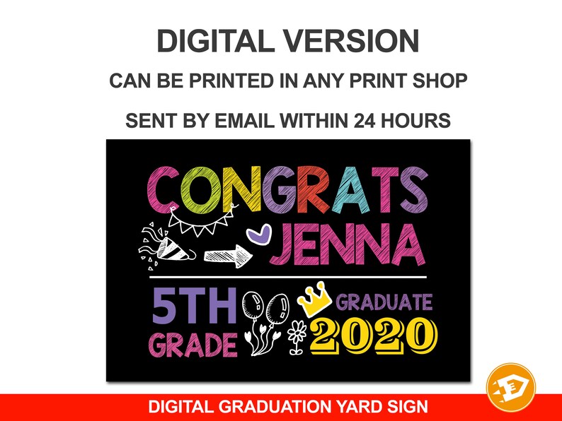 5th Grade Graduation Lawn Sign for Girl Class of 2020 Yard | Etsy