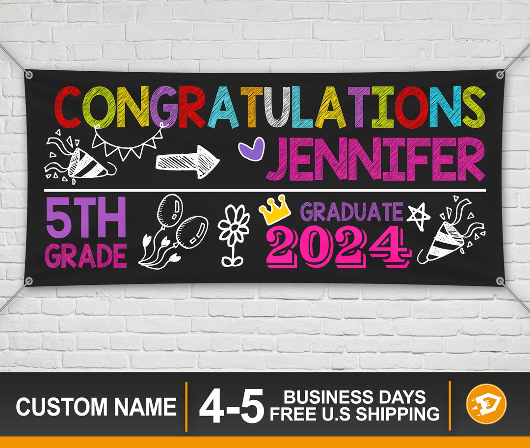 5th Grade Graduation Girl Banner, 5th Grade Graduation Party Banner ...