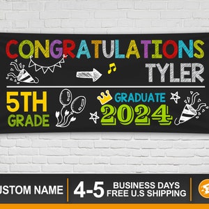 5th Grade Graduation Banner, 5th Grade Graduation Party Banner, Custom ...