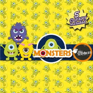 Monster Digital Paper + Clipart : "monster Paper"- Monsters Clipart ...