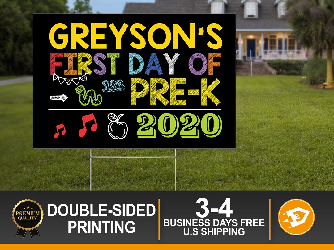 First Day of Pre-k Yard Sign, First Day of School Lawn Sign, Back to ...