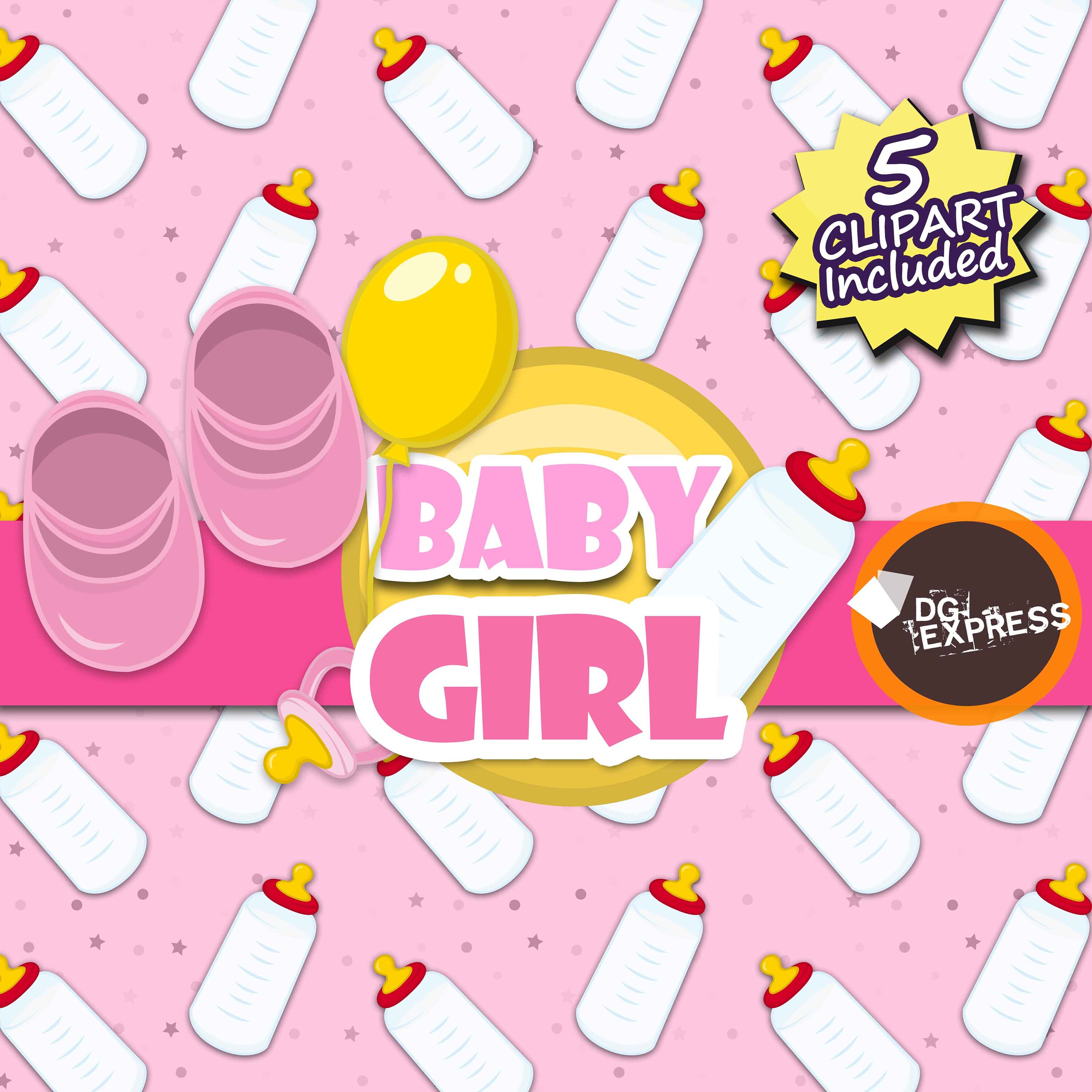 Baby Shower Digital Paper Clipart : baby SHOWER Girl | Etsy