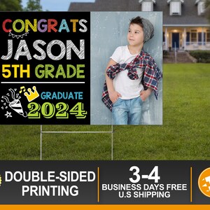 5th Grade Graduate Yard Sign Class of 2023 With Photo, Lawn Sign ...
