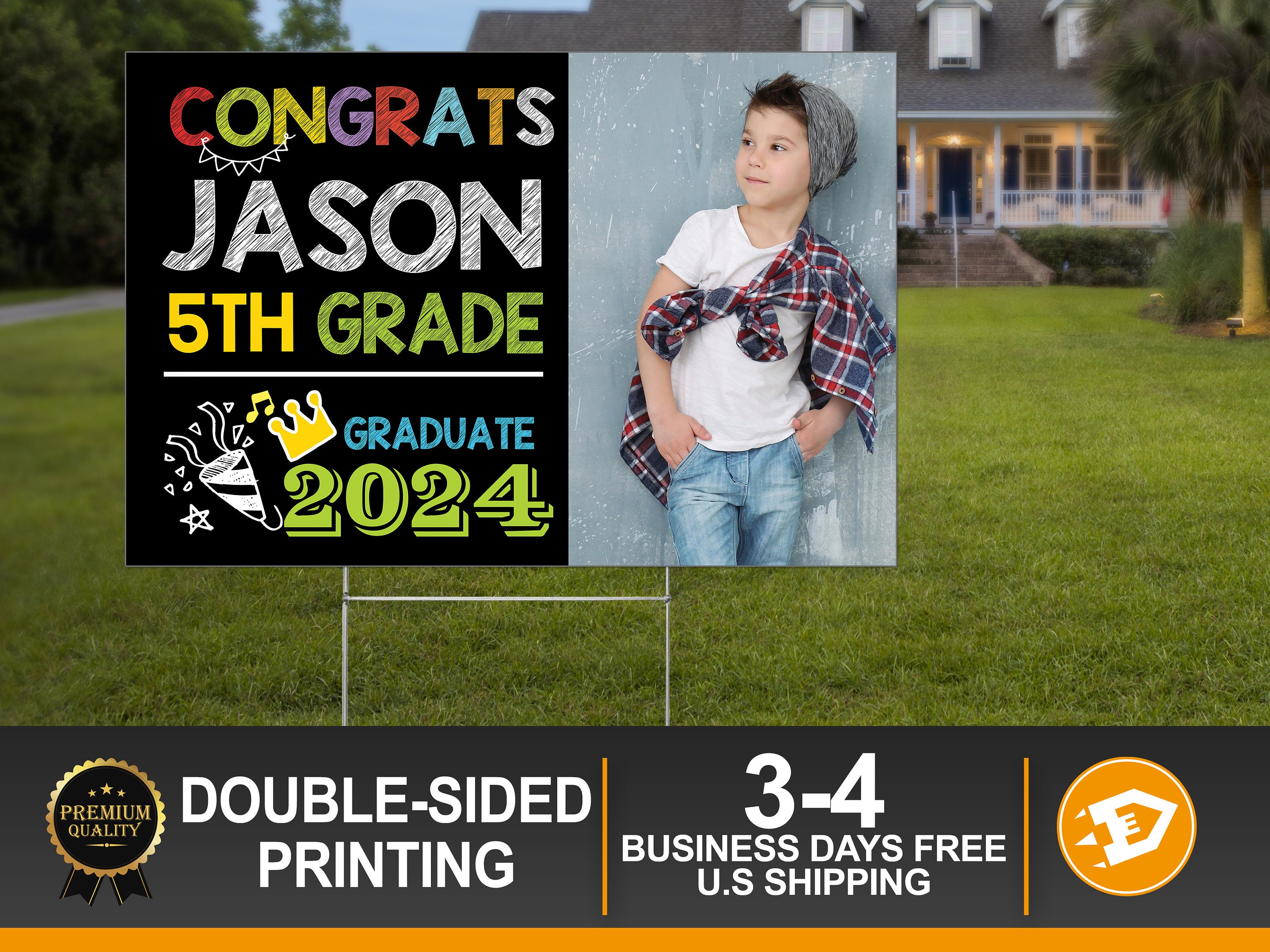 5th Grade Graduate Yard Sign Class of 2023 With Photo, Lawn Sign ...