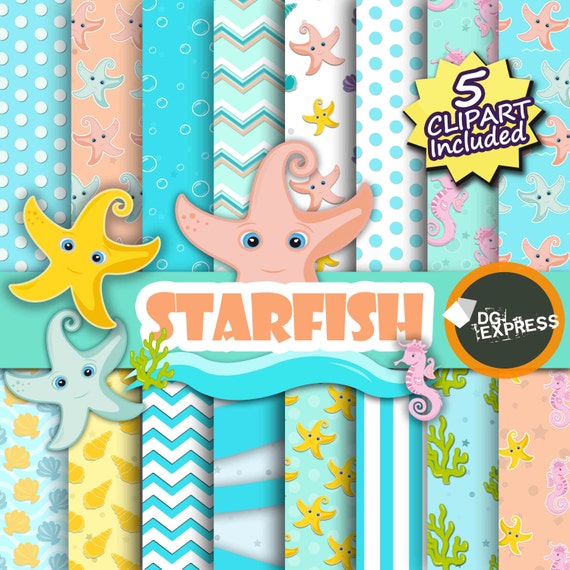 Starfish Clipart + Digital Paper : "Starfish Digital Paper" - Sea ...