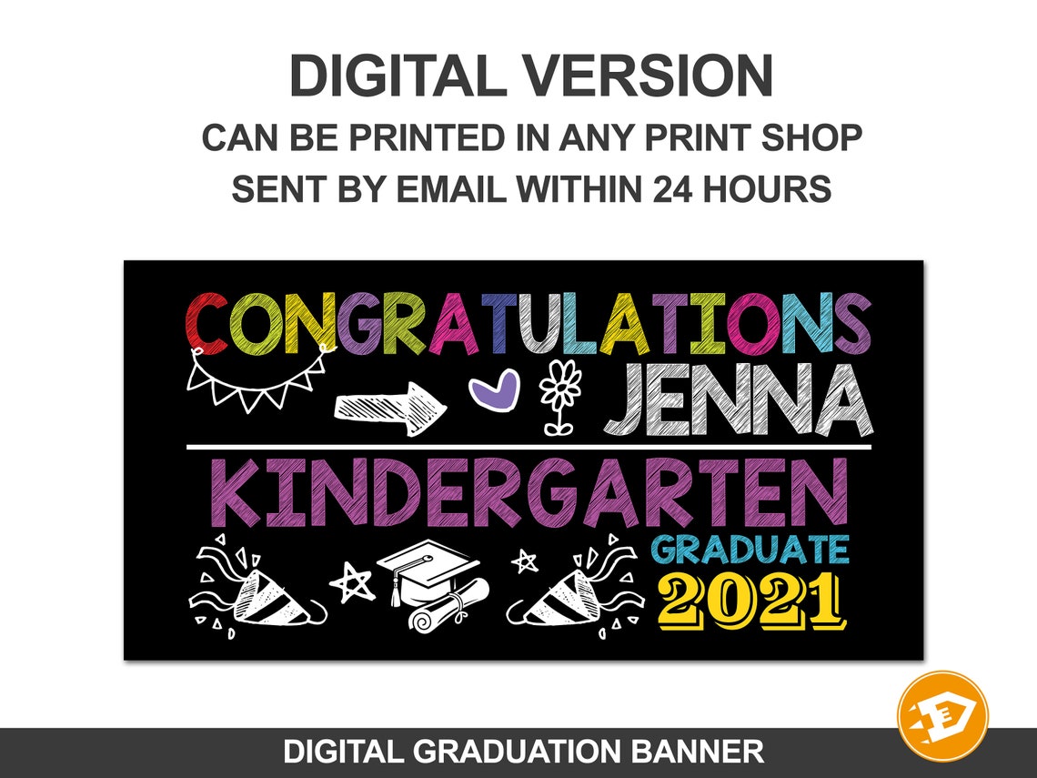 Kindergarten Girl Graduation Banner Kindergarten graduation | Etsy