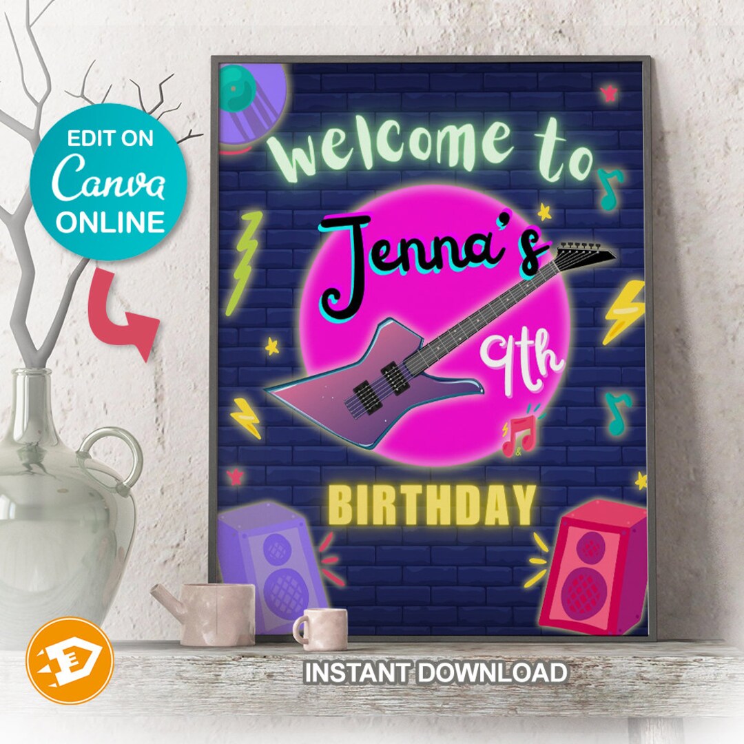 Rock Star Birthday Welcome Sign Poster "rock Star Birthday Sign ...