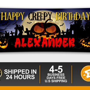 Halloween Birthday Banner, Happy Spooky Birthday Banner, Creepy ...