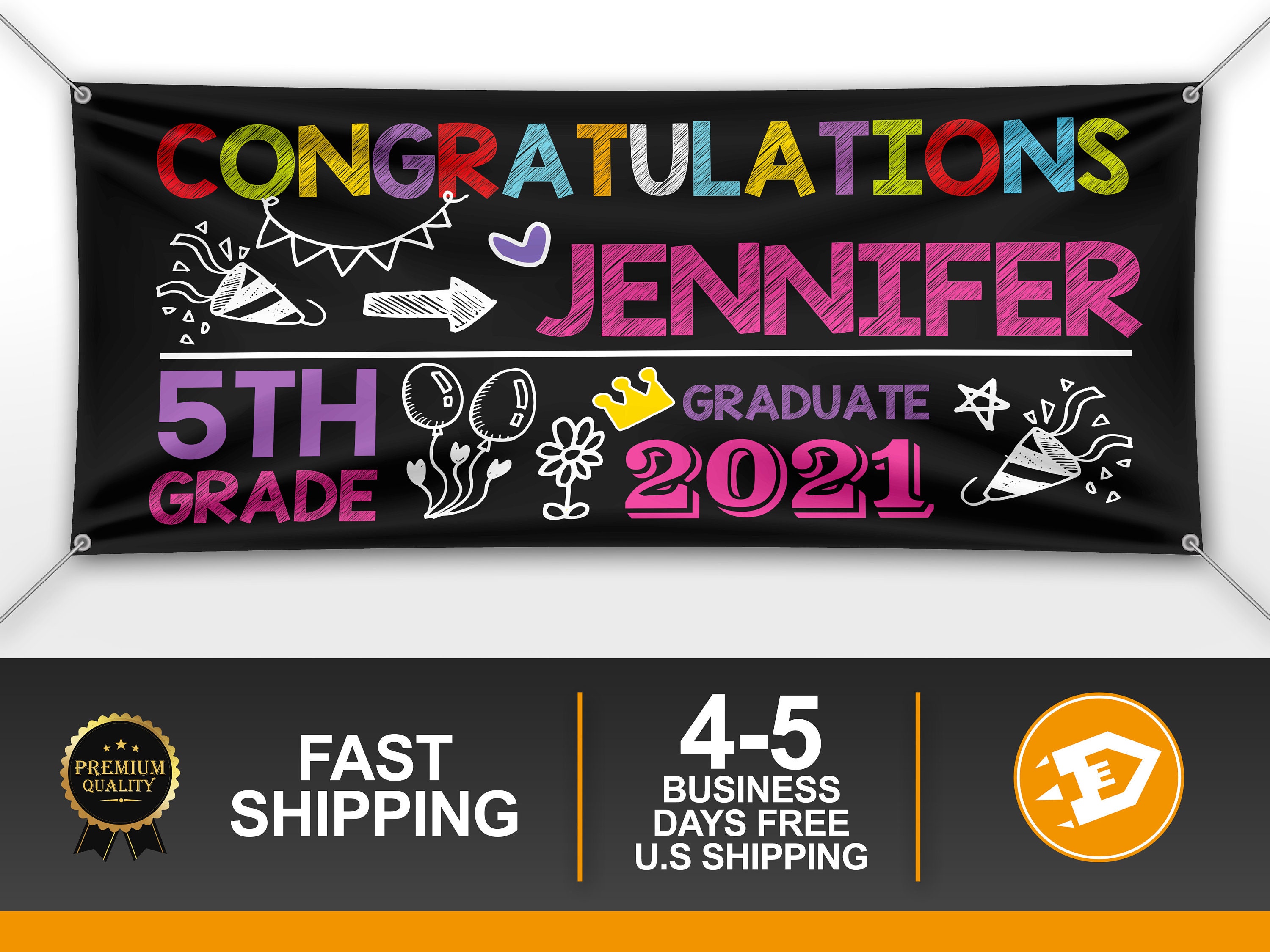 5th Grade Graduation Girl Banner 5th Grade graduation Party | Etsy