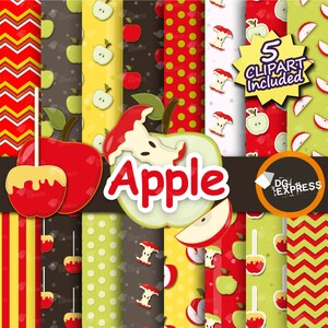 Apple Digital Paper + Clipart : "apple Digital Paper" - Fruit Digital ...