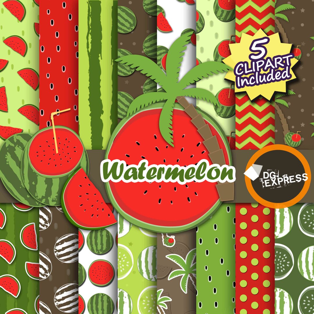Watermelon Digital Paper + Clipart : "watermelon Digital Paper ...
