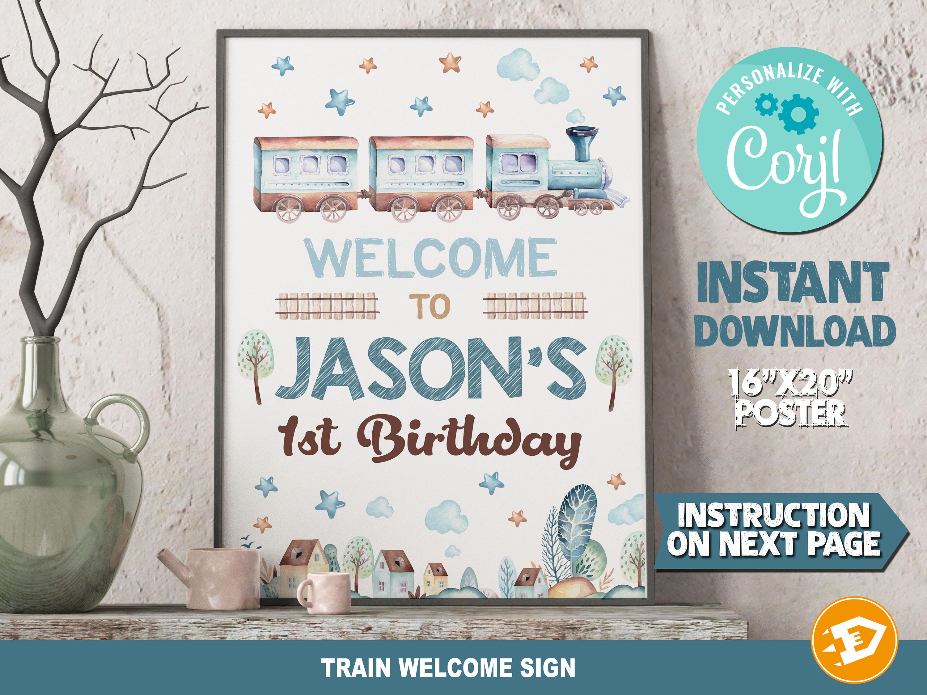 Train Party Birthday Welcome Sign Poster TRAIN PRINTABLE | Etsy