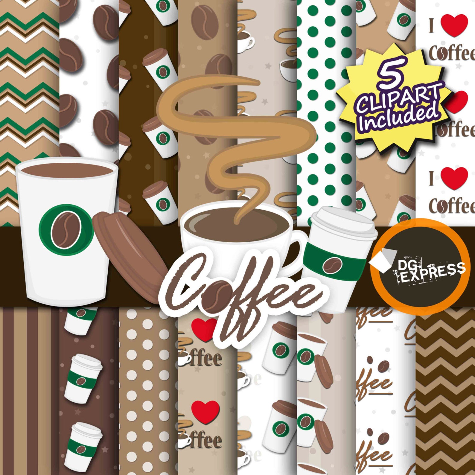 SALE Coffee Clipart Digital Paper : coffee - Etsy