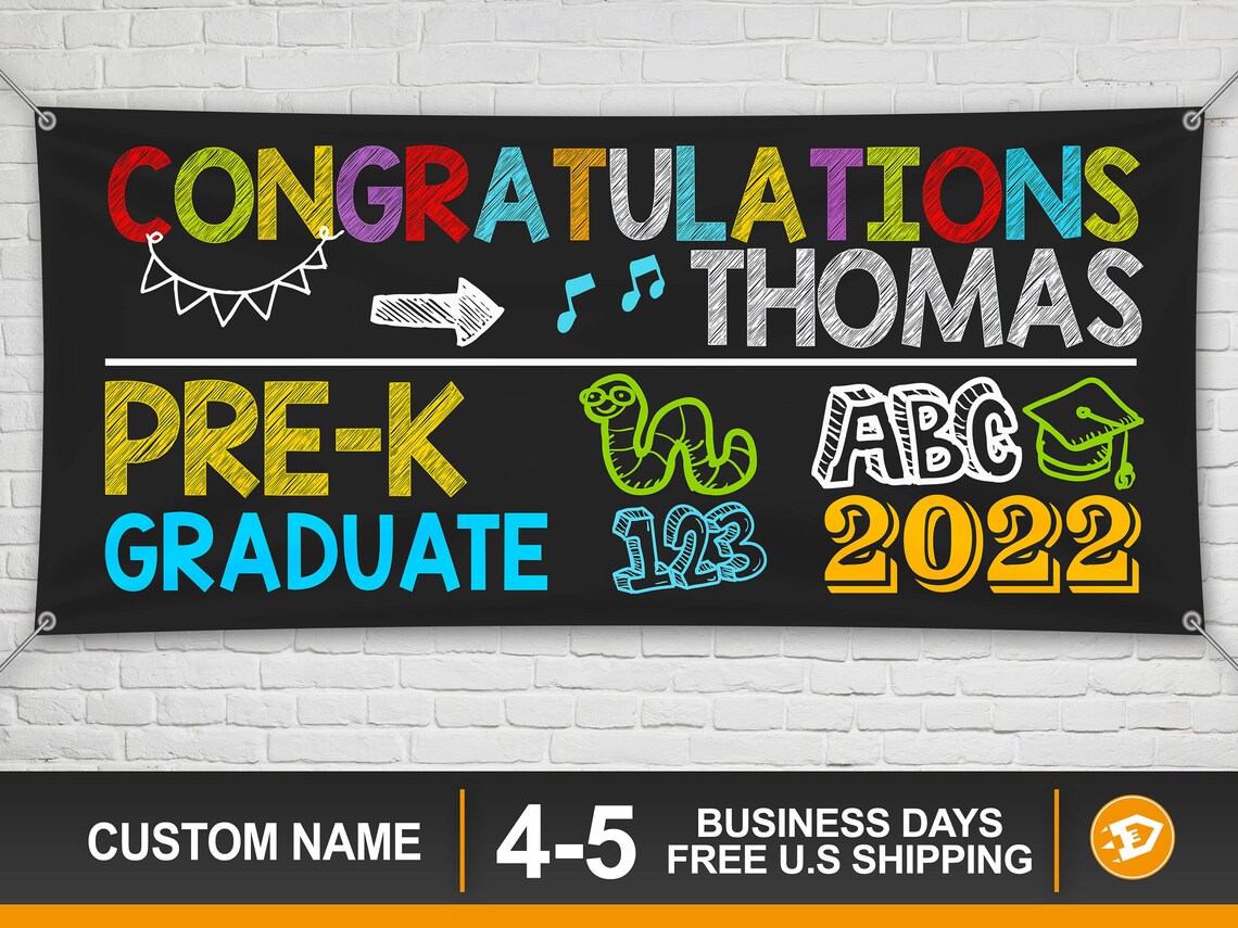 Pre-k Graduation Banner Pre-k Graduation Party Banner Custom | Etsy