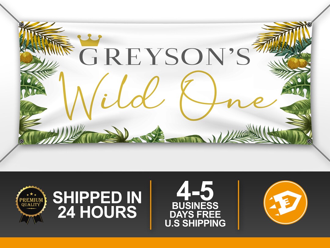 Wild One Birthday Banner Boy Girl, Wild One Party Decoration, Jungle ...