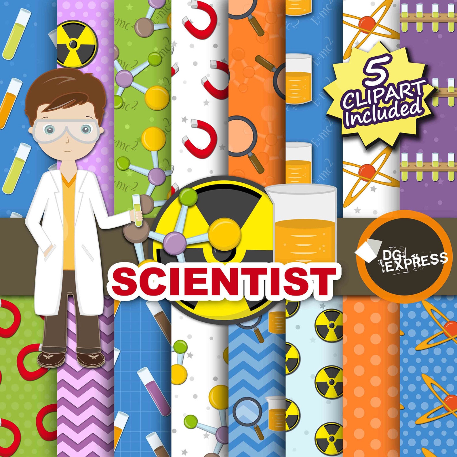 Science Digital Paper Clipart : scientist Digital - Etsy
