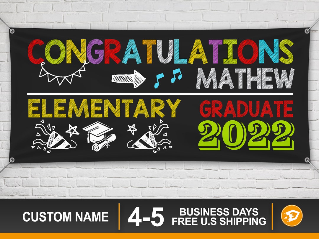 Elementary Graduation Banner, Elementary Graduation Party Banner, Pre ...