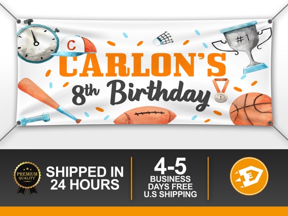 Sports Birthday Banner, All Sports Party Banner, Boy Happy Birthday ...