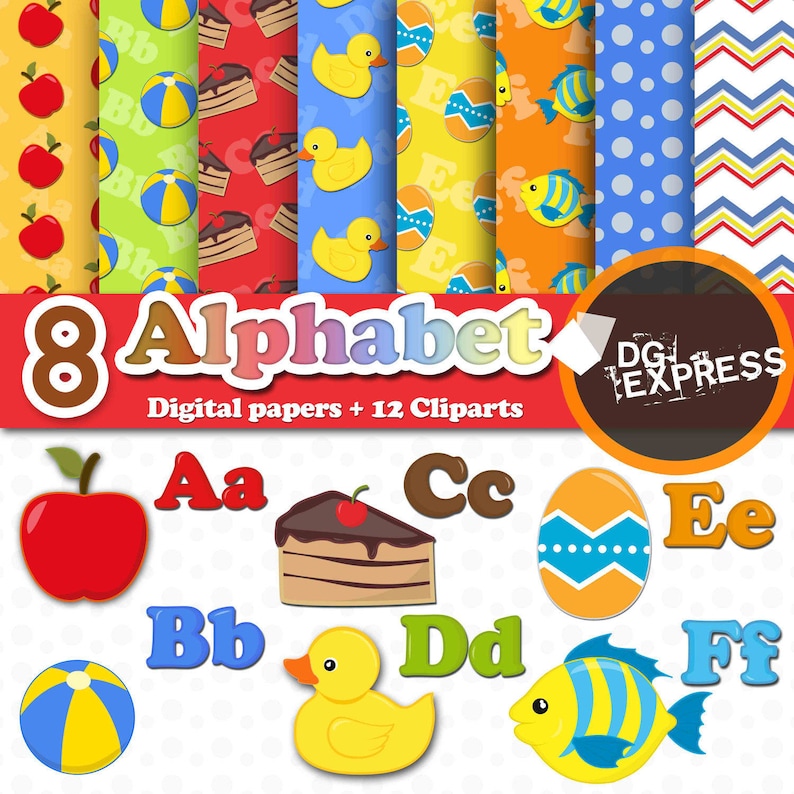 Alphabet Digital Paper Clipart Part 1 : alphabet | Etsy