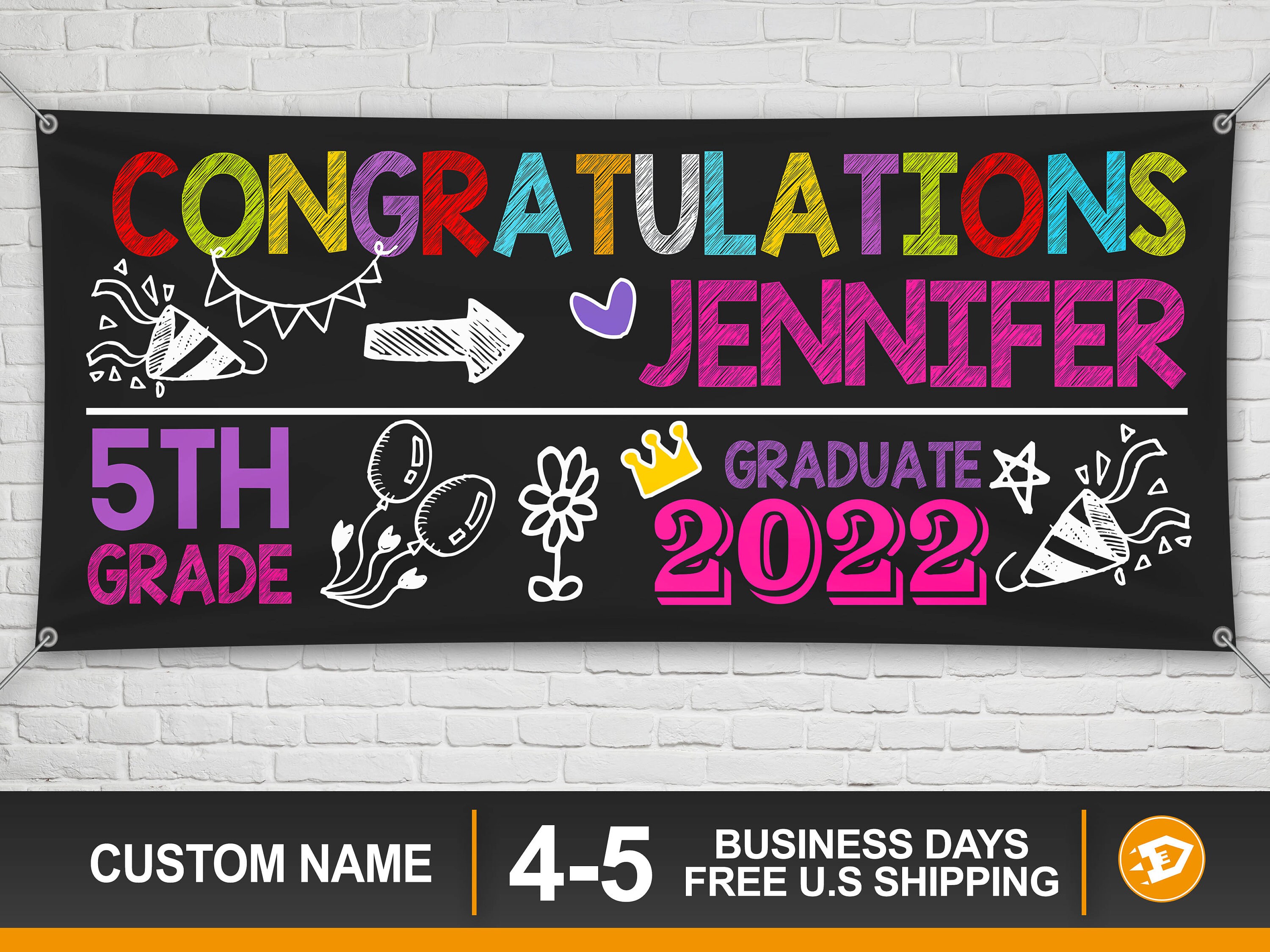 5th Grade Graduation Girl Banner 5th Grade Graduation Party - Etsy