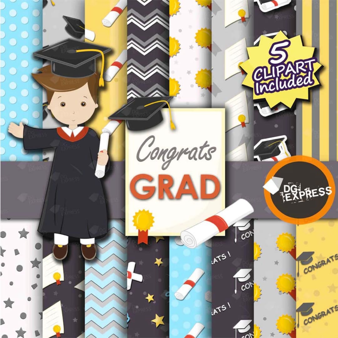 Graduation Digital Paper + Clipart : "graduation Paper"- Graduation ...